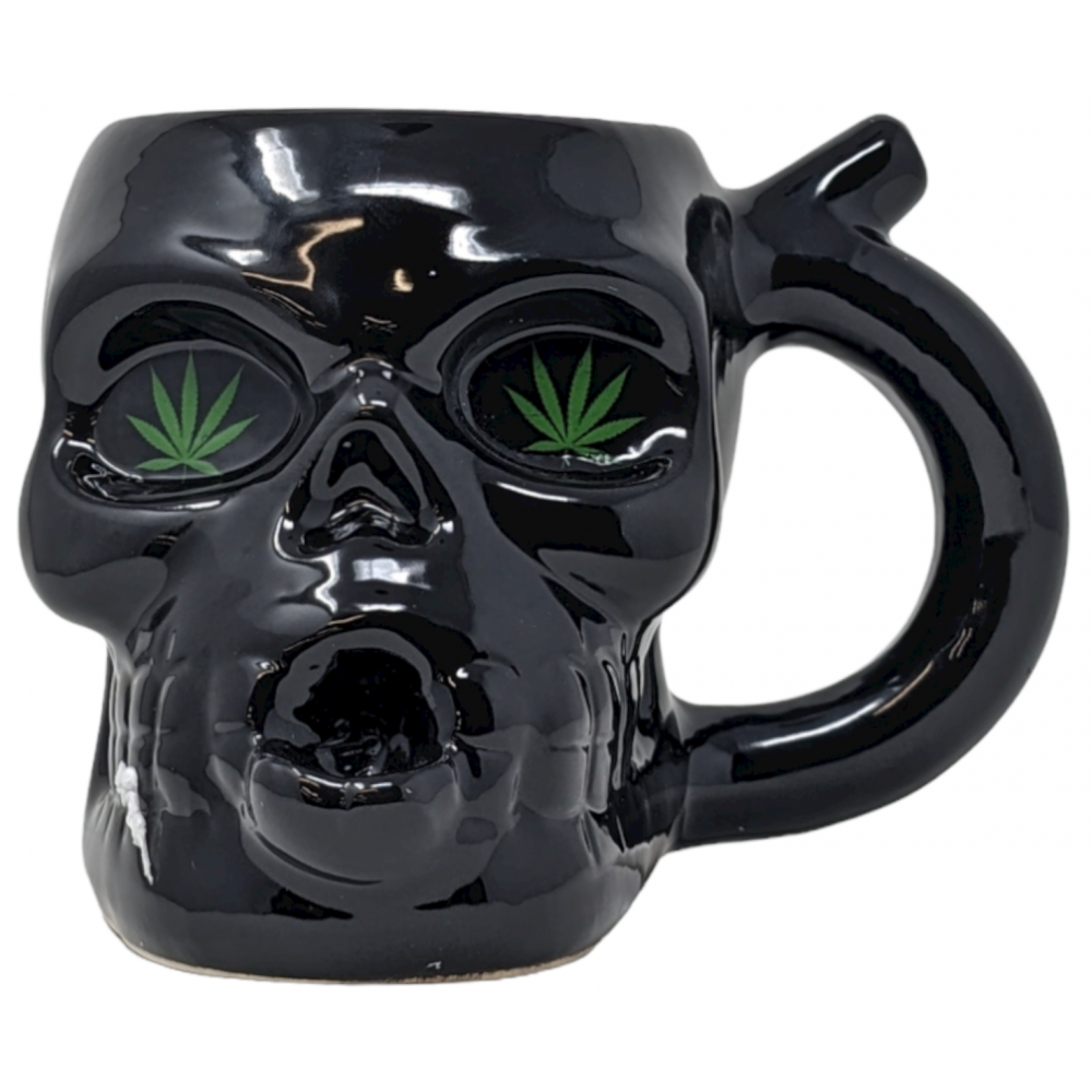 High Point Ceramic Black Skull Mug Hand Pipe - Skygate Wholesale